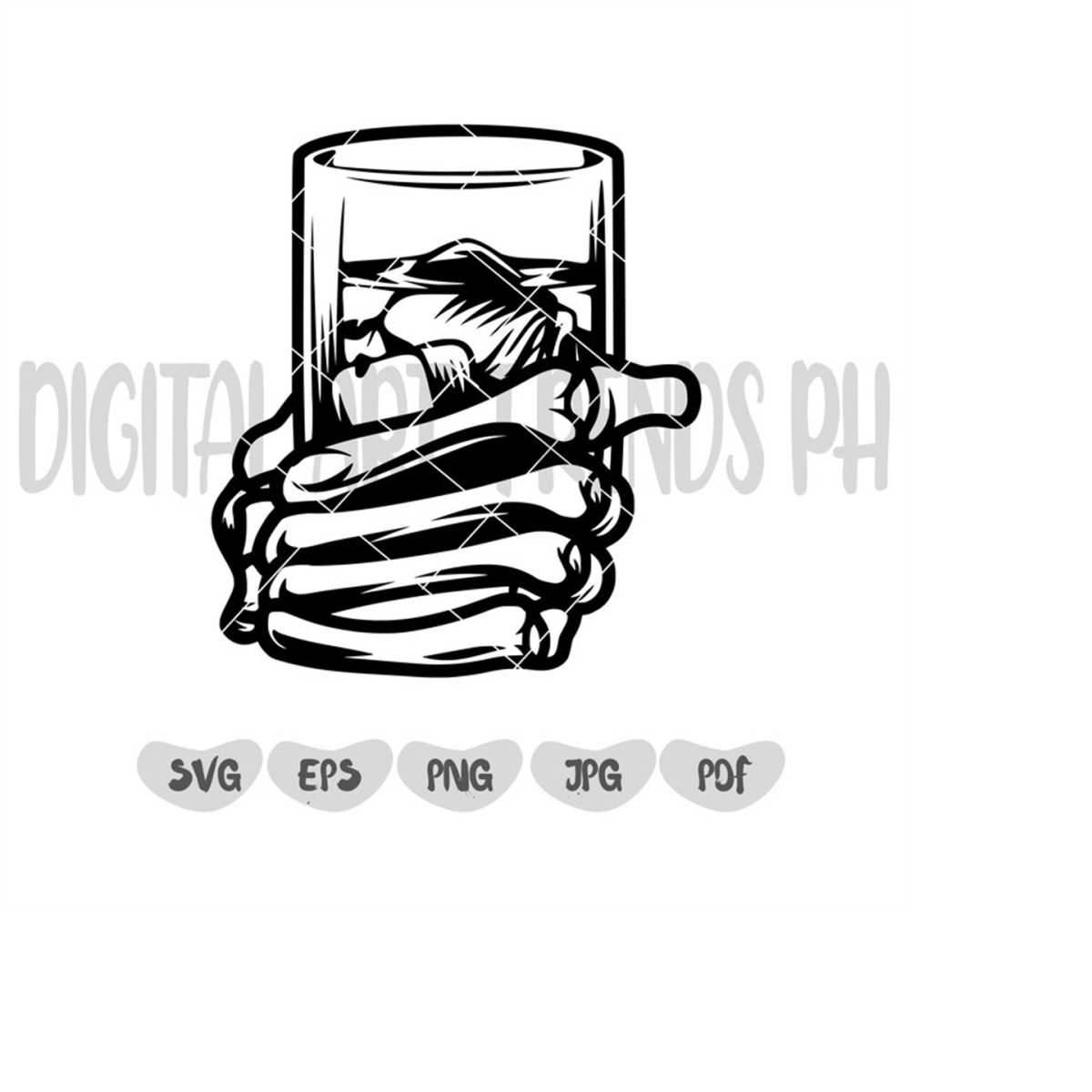 Whiskey on Skeleton Hand svg | On the Rocks Clipart | Whisky - Inspire ...
