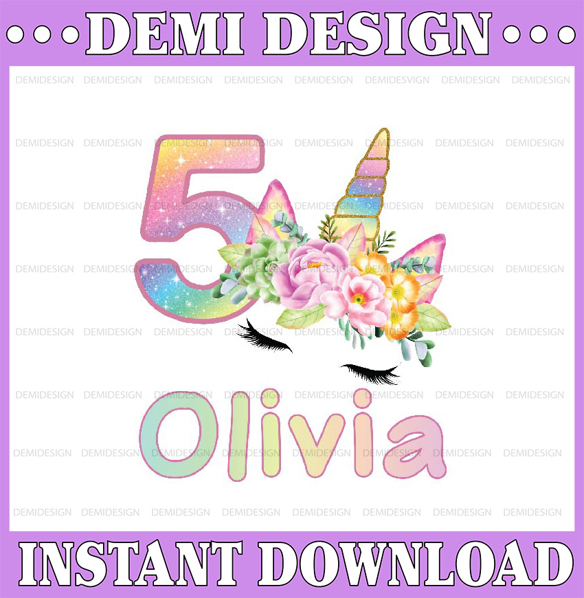 Personalized Unicorn Birthday Name Any Age Rainbow Png, Unic | Inspire ...