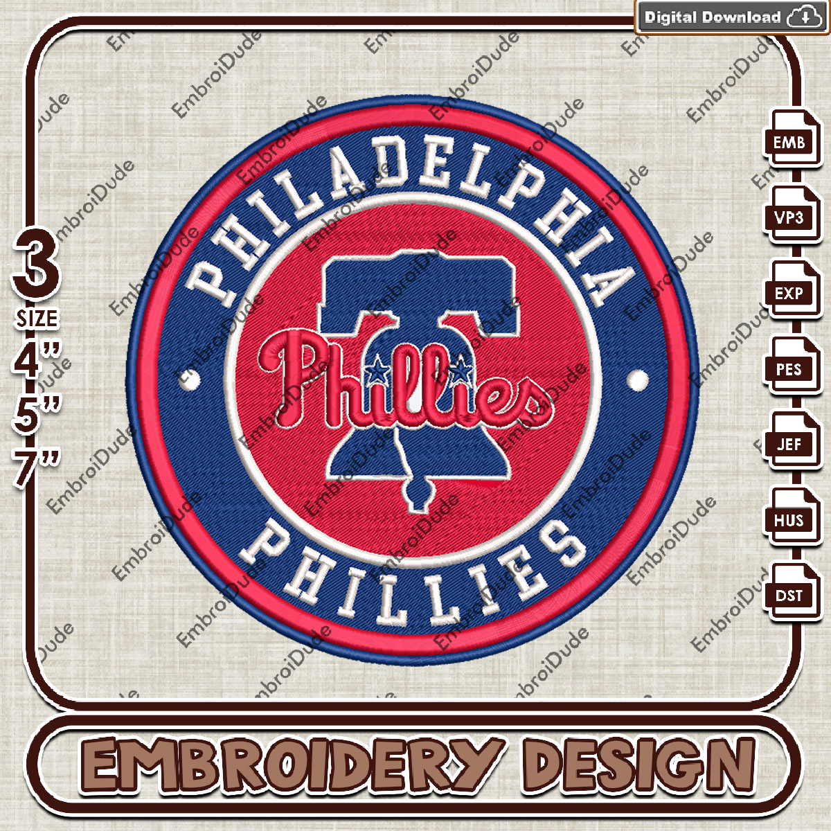 MLB Philadelphia Phillies Team Embroidery Design, MLB Embroi - Inspire ...