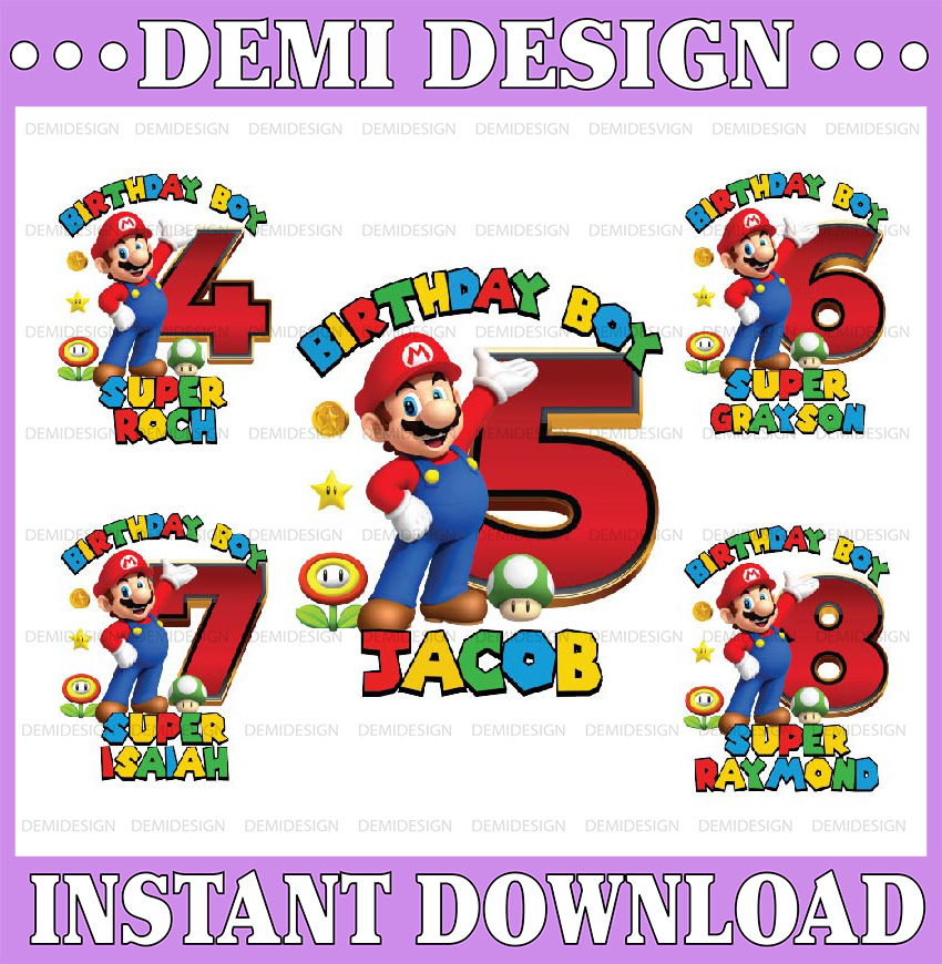 Personalized Name Super Mario Birthday Design Png, Custom Su | Inspire ...