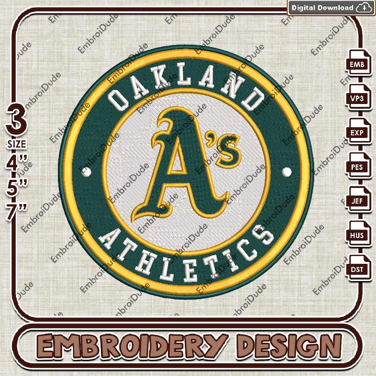 MLB Oakland Athletics Team Embroidery Design, MLB Embroidery | Inspire ...