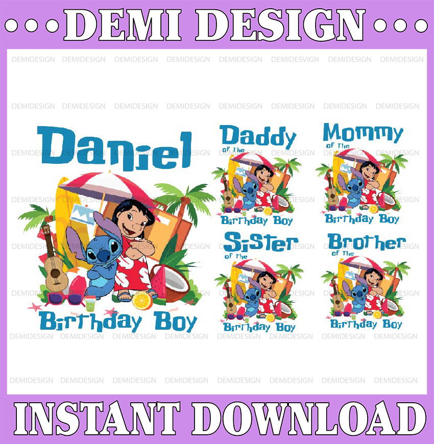 Personalized Name And Age Lilo and Stitch Png, Family Birthd | Inspire ...