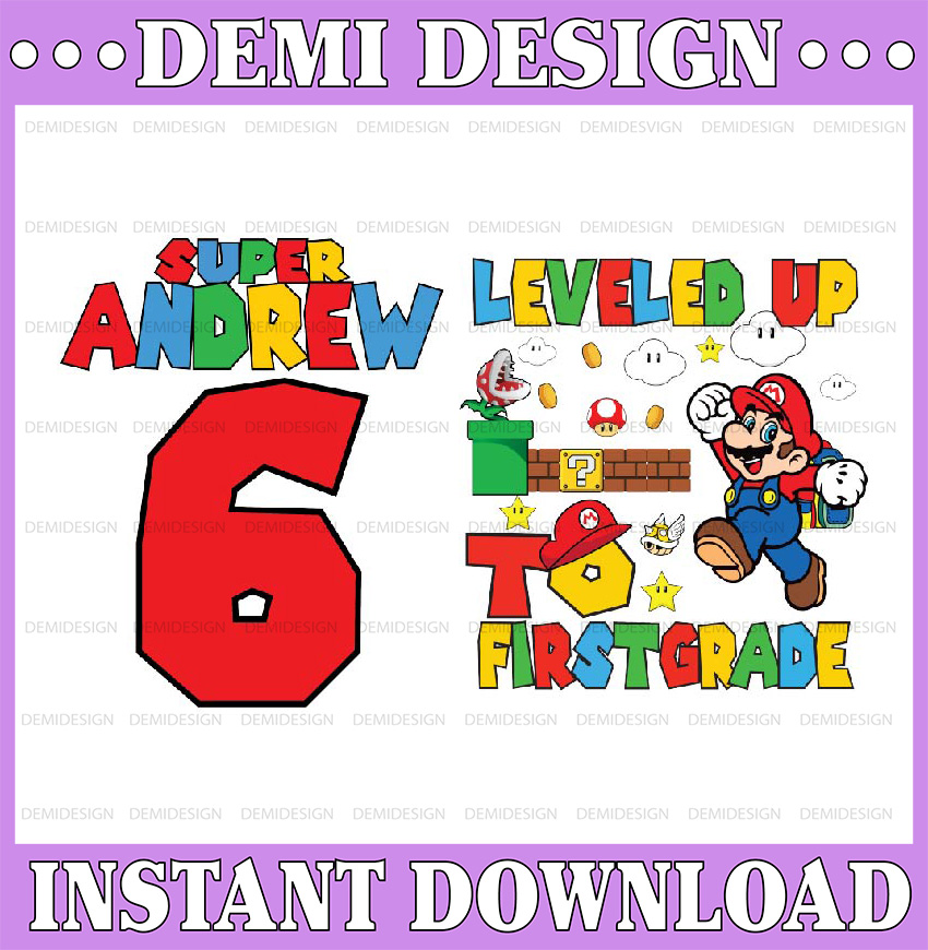 Personalized Super Mario Leveled Up To Kindergarten Png, Mar | Inspire ...