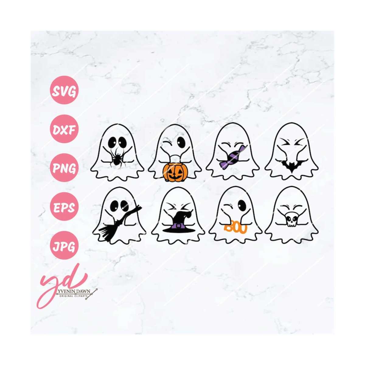 Ghosts Svg | Cute Ghost Bundle Svg | Halloween Svg | Hallowe | Inspire ...