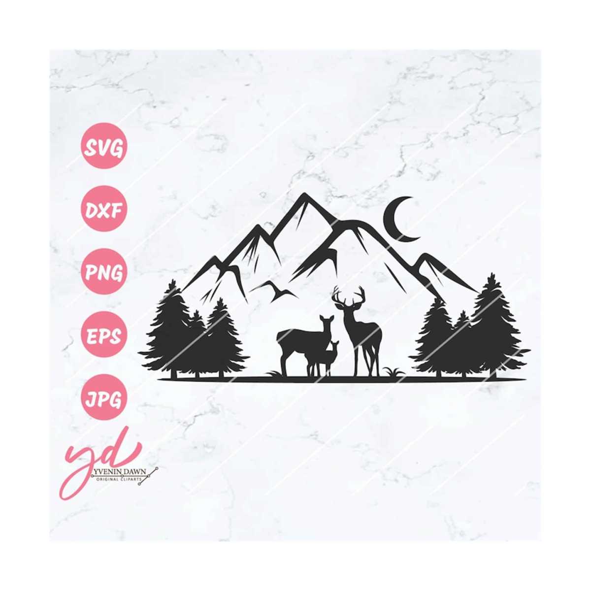Deer Scene Svg Png | Outdoor Scene Svg | Deer Svg | Reindeer - Inspire ...