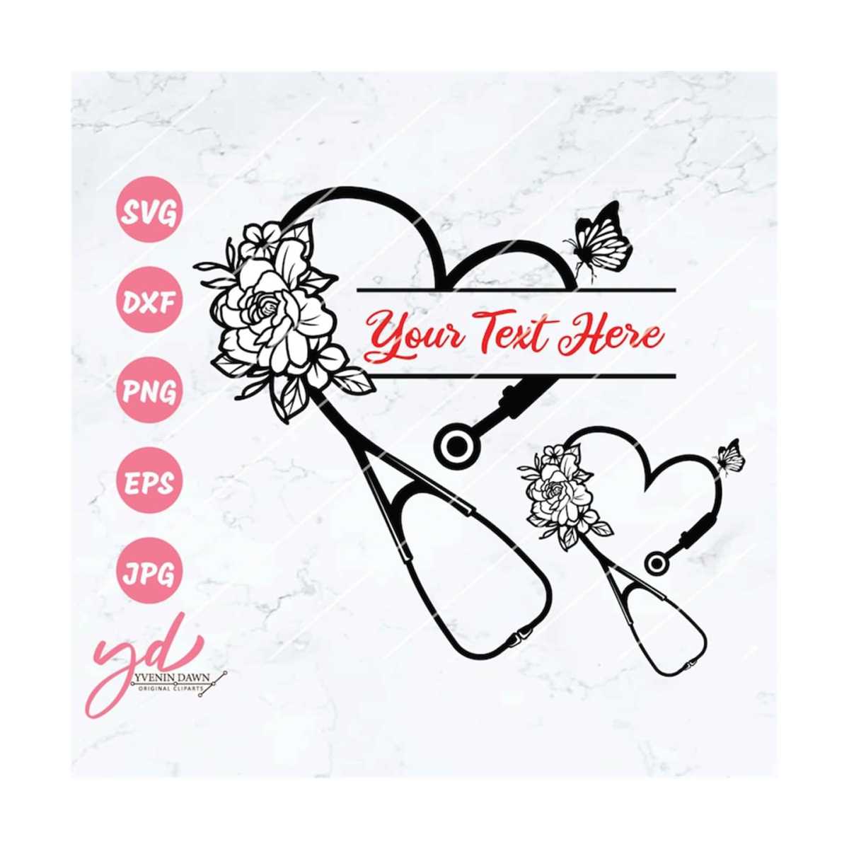 Heart Stethoscope Svg | Floral Stethoscope With Butterfly | | Inspire ...