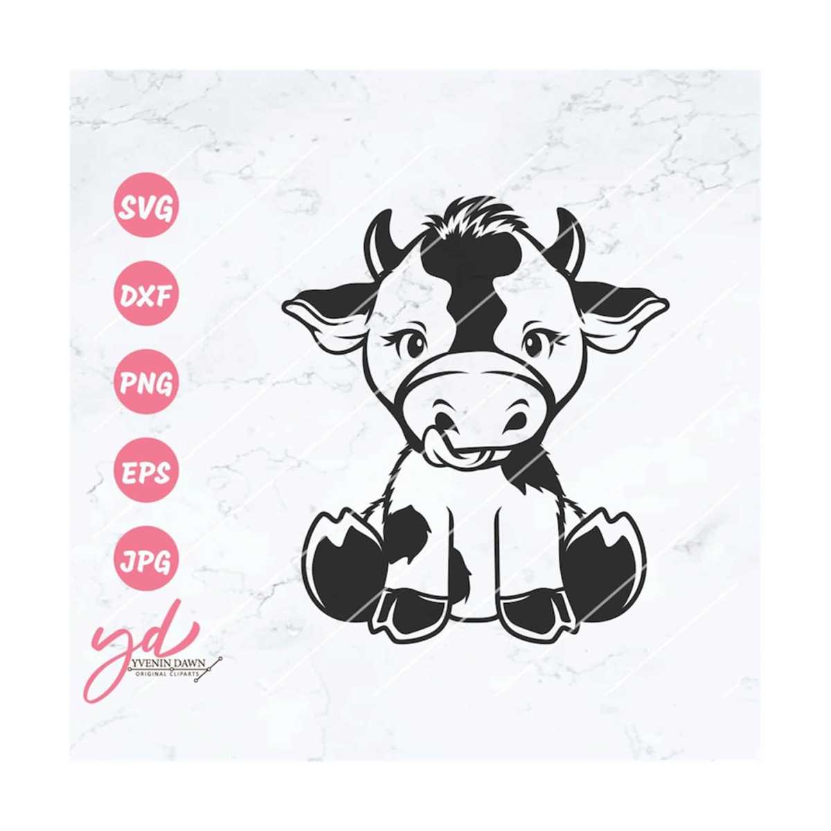 Cute Cow Sitting Svg Png 2 | Cow Svg | Farm Animal Svg | Far | Inspire ...
