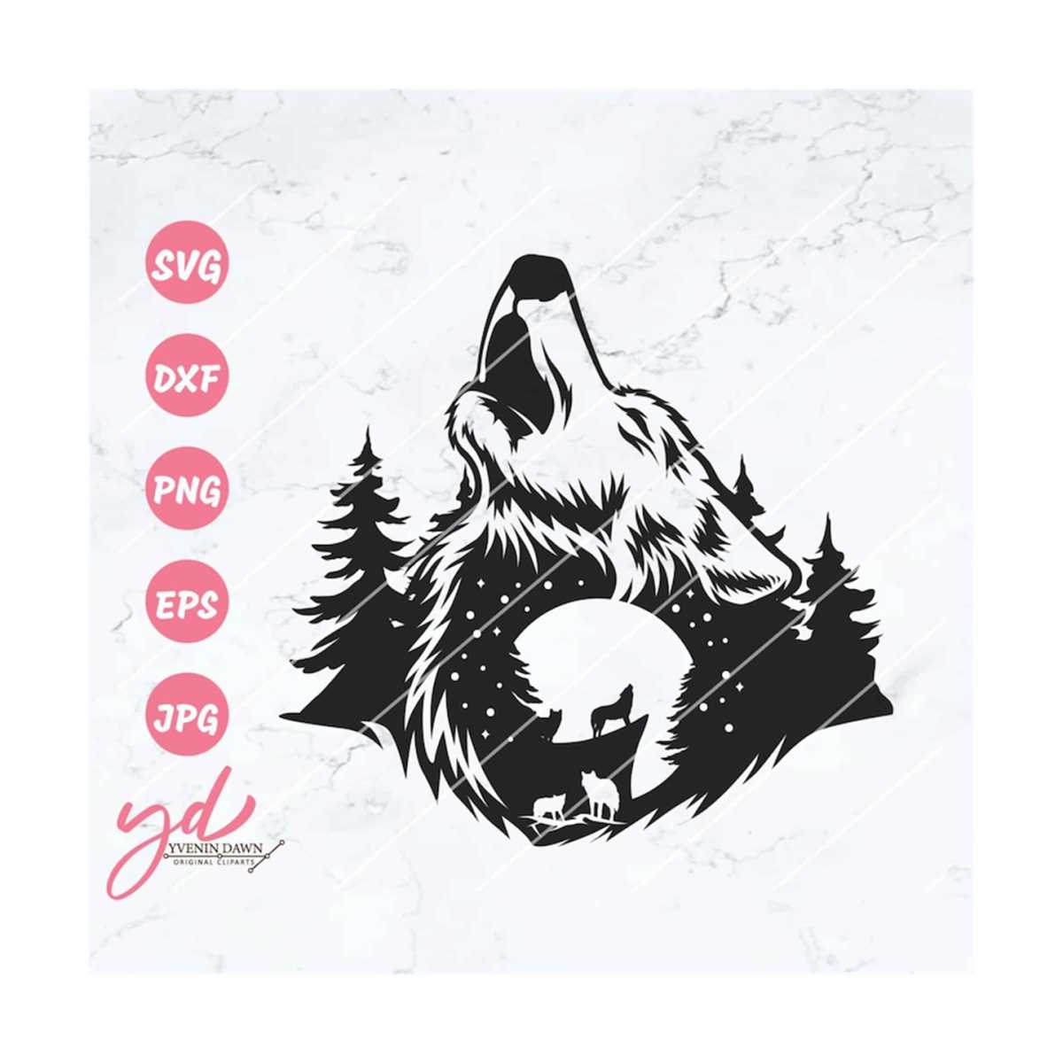 Howling Wolf Svg Png | Wolf Scene Svg | Wolf Svg | Wolf Pack | Inspire ...
