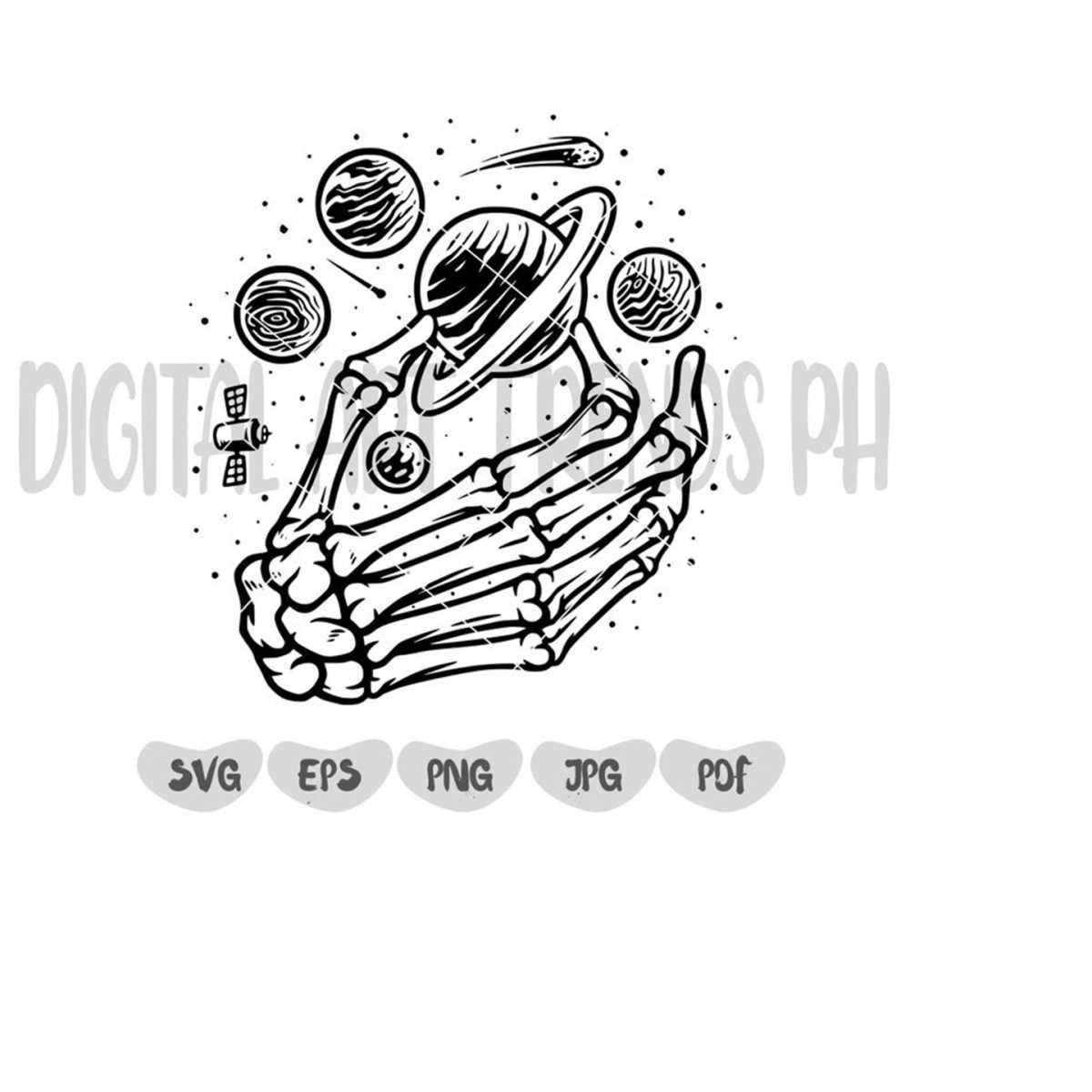 Skeleton Hand with planets SVG/Hand in space SVG/Universe sp | Inspire ...