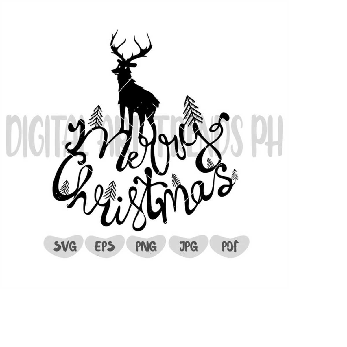 Merry Christmas SVG File, Reindeer SVG File, Antlers SVG Fil | Inspire ...