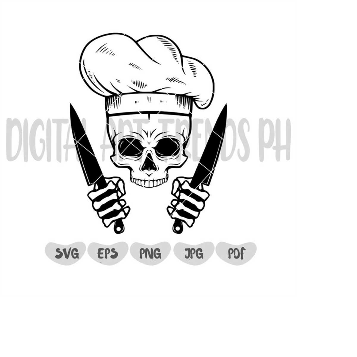 Chef Skull SVG | Skeleton Cook SVG | Kitchen SVG | Restauran | Inspire ...