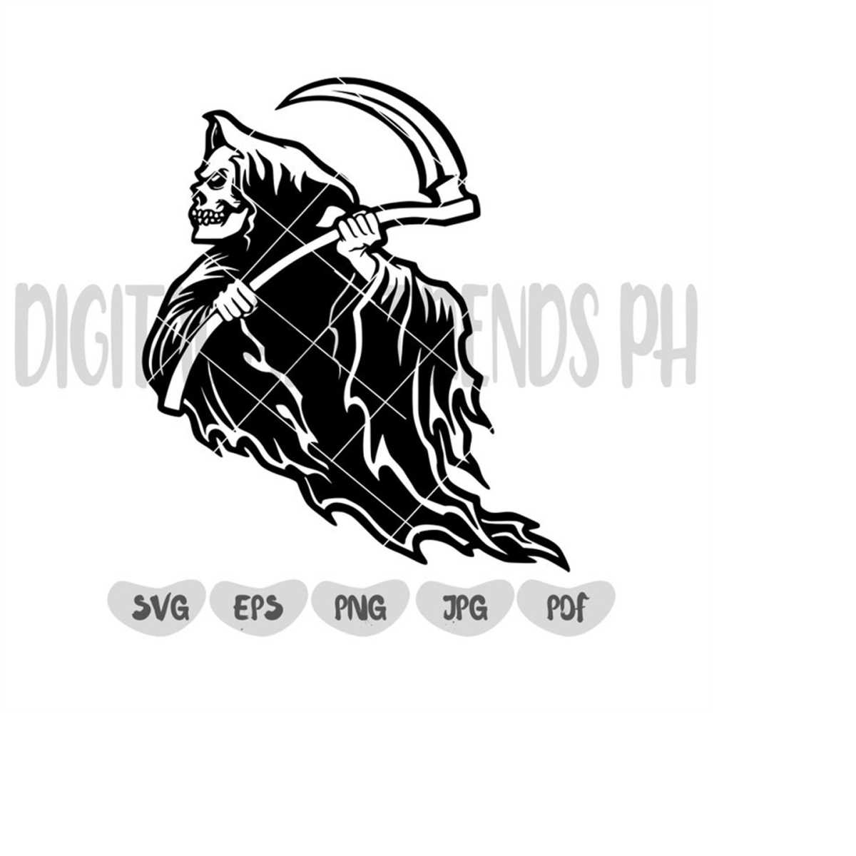 Grim Reaper Svg, Halloween Svg, Horror Svg, Skeleton Svg, De | Inspire ...