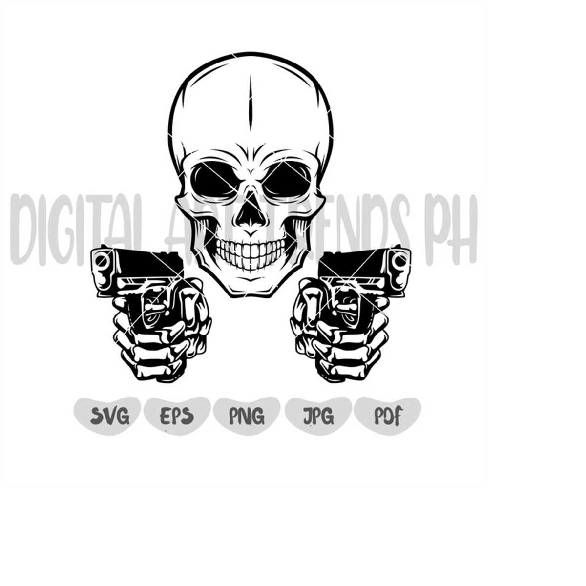 Skull with Guns Svg | Skull SVG | Skull Clipart | skeleton S | Inspire ...