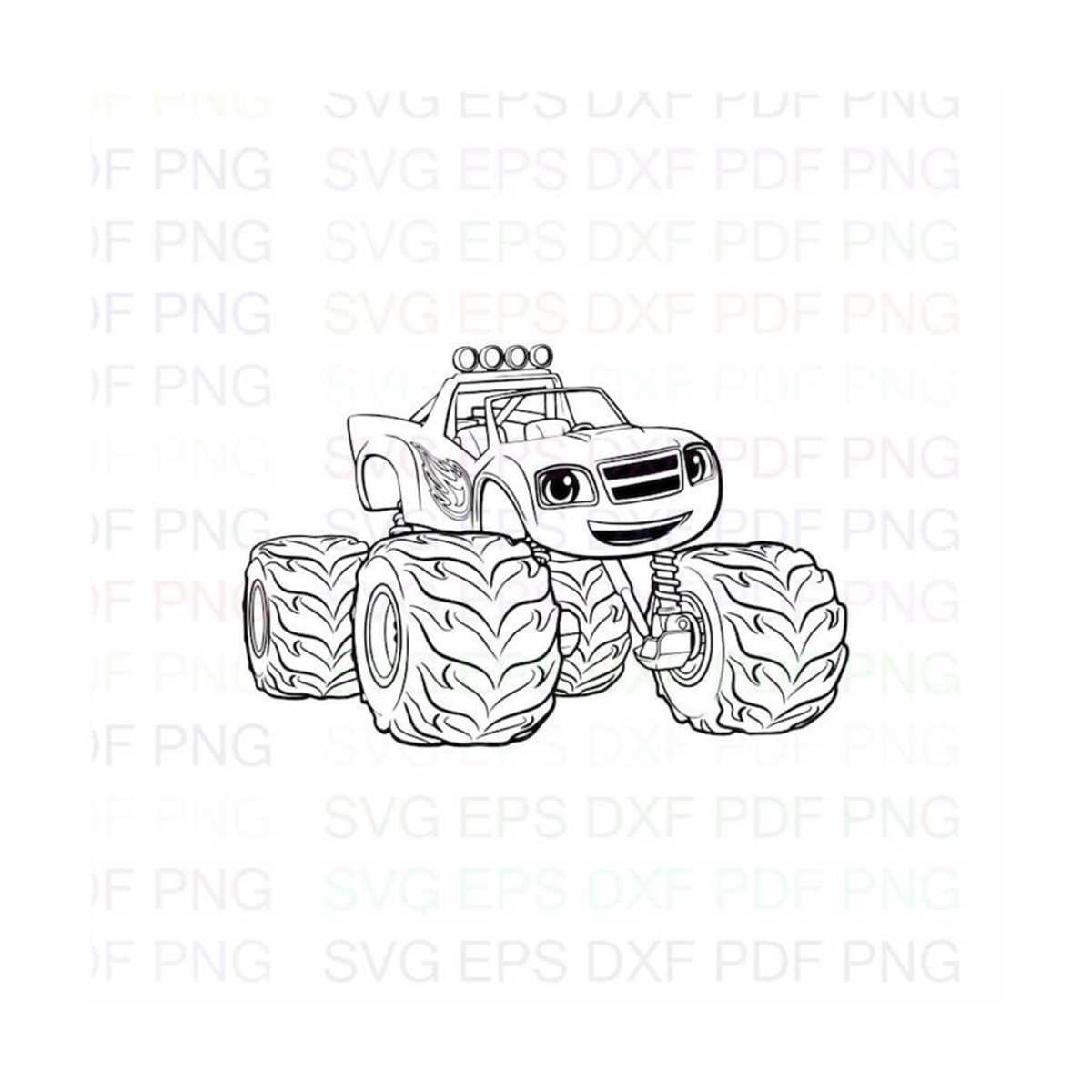 Blaze_Monster_Machines Outline Svg Dxf Eps Pdf Png, Cricut, - Inspire ...