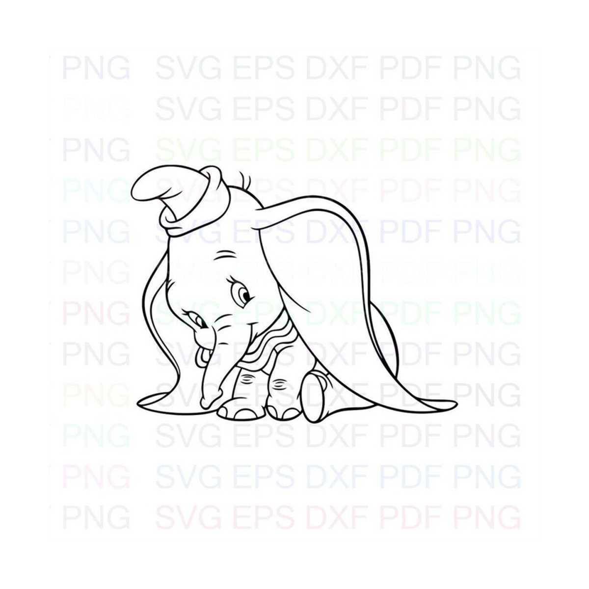 Dumbo_Baby_Elephant Outline Svg Dxf Eps Pdf Png, Cricut, Cut | Inspire ...