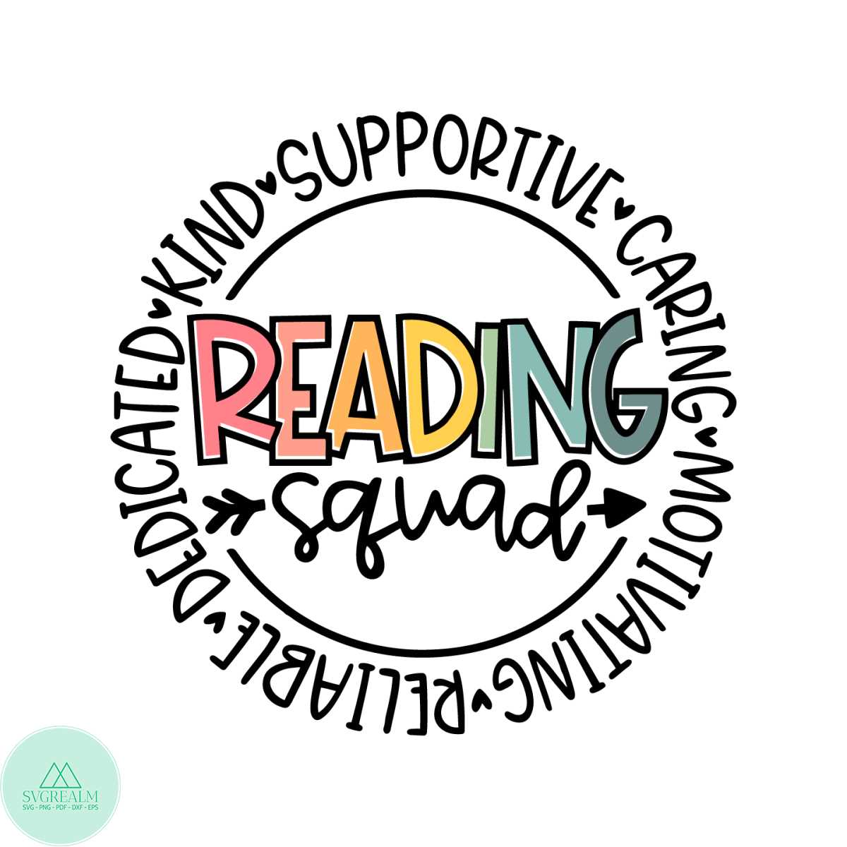 Vintage Reading Squad SVG Reading Teacher SVG Download | Inspire Uplift