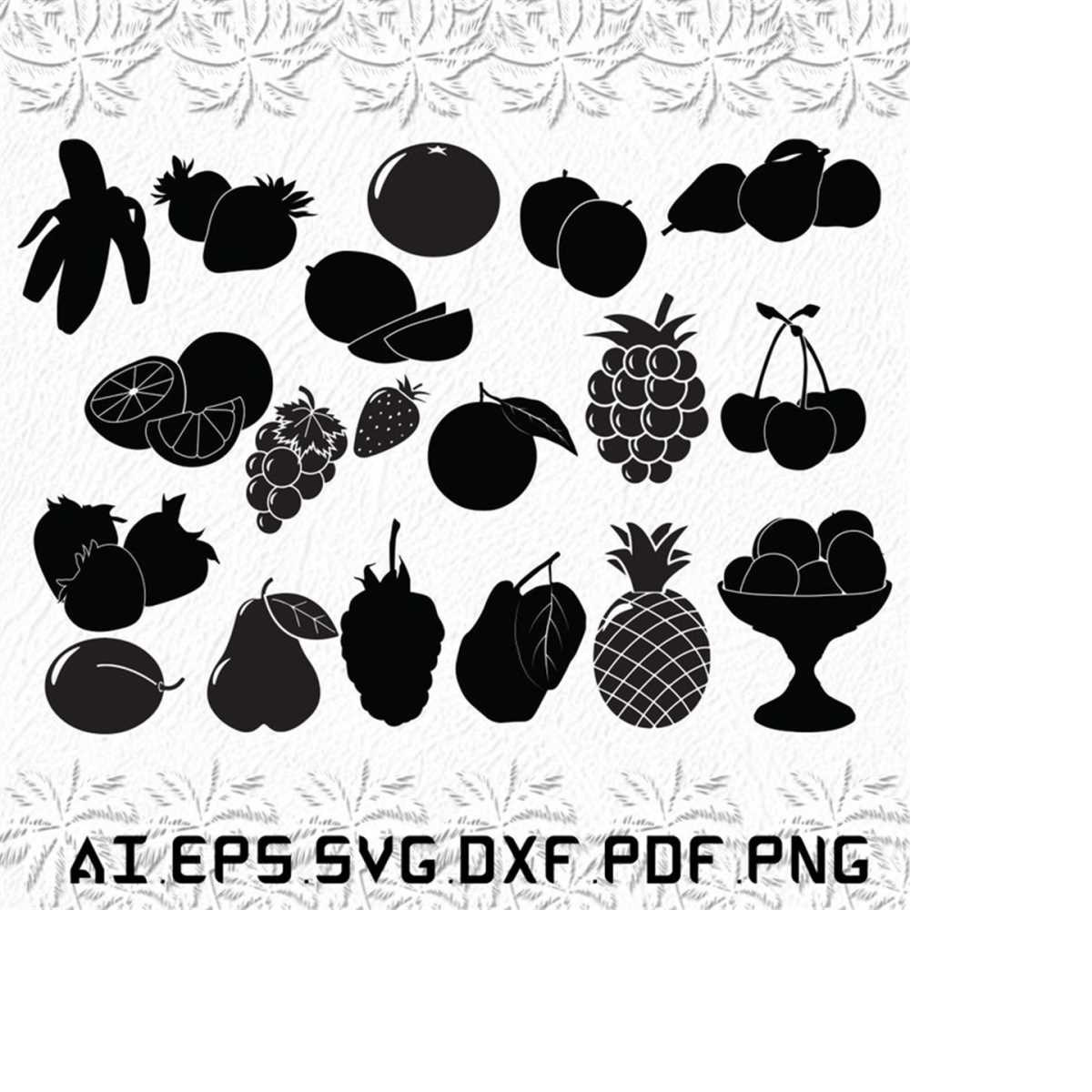 Fruits svg, Fruit svg, cute svg, food, nature, SVG, ai, pdf, - Inspire ...