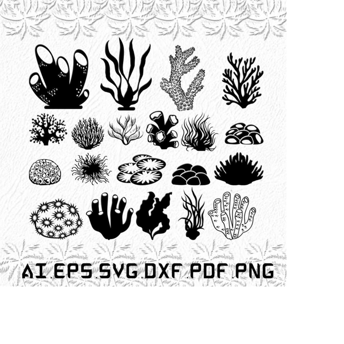 Corals svg, Seaweed svg, Under the sea plants svg, Aquarium - Inspire ...