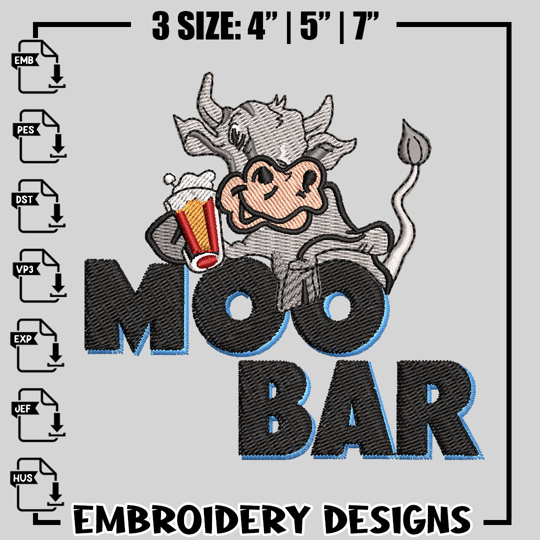 Moo Bar logo embroidery design, Moo Bar embroidery, logo des | Inspire ...