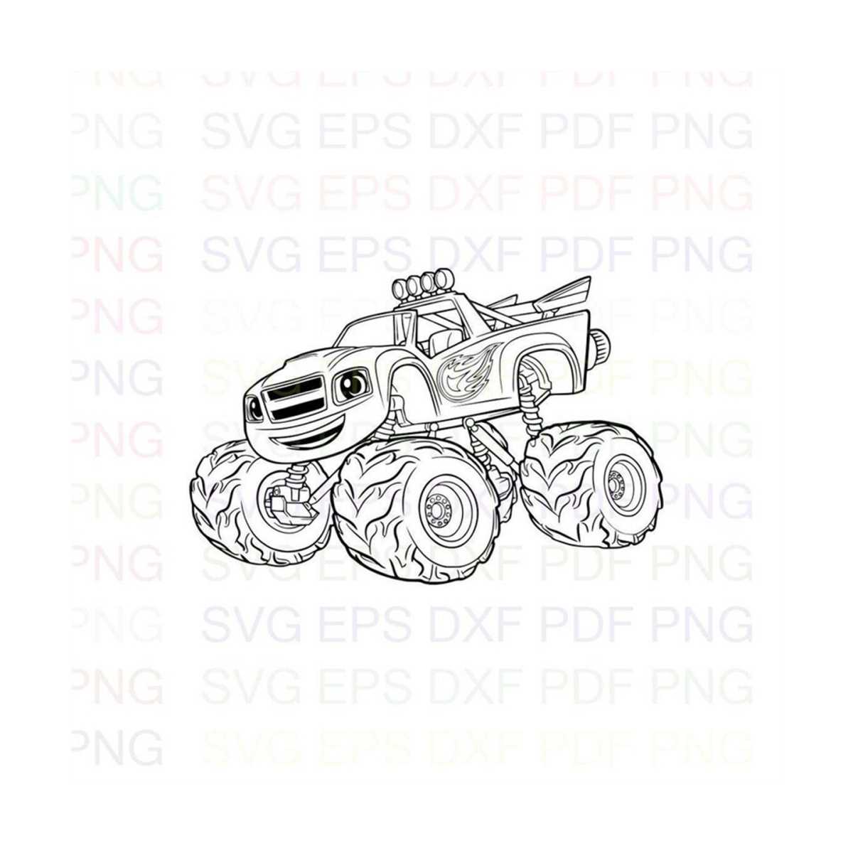 Blaze_1_Monster_Machines Outline Svg Dxf Eps Pdf Png, Cricut | Inspire ...