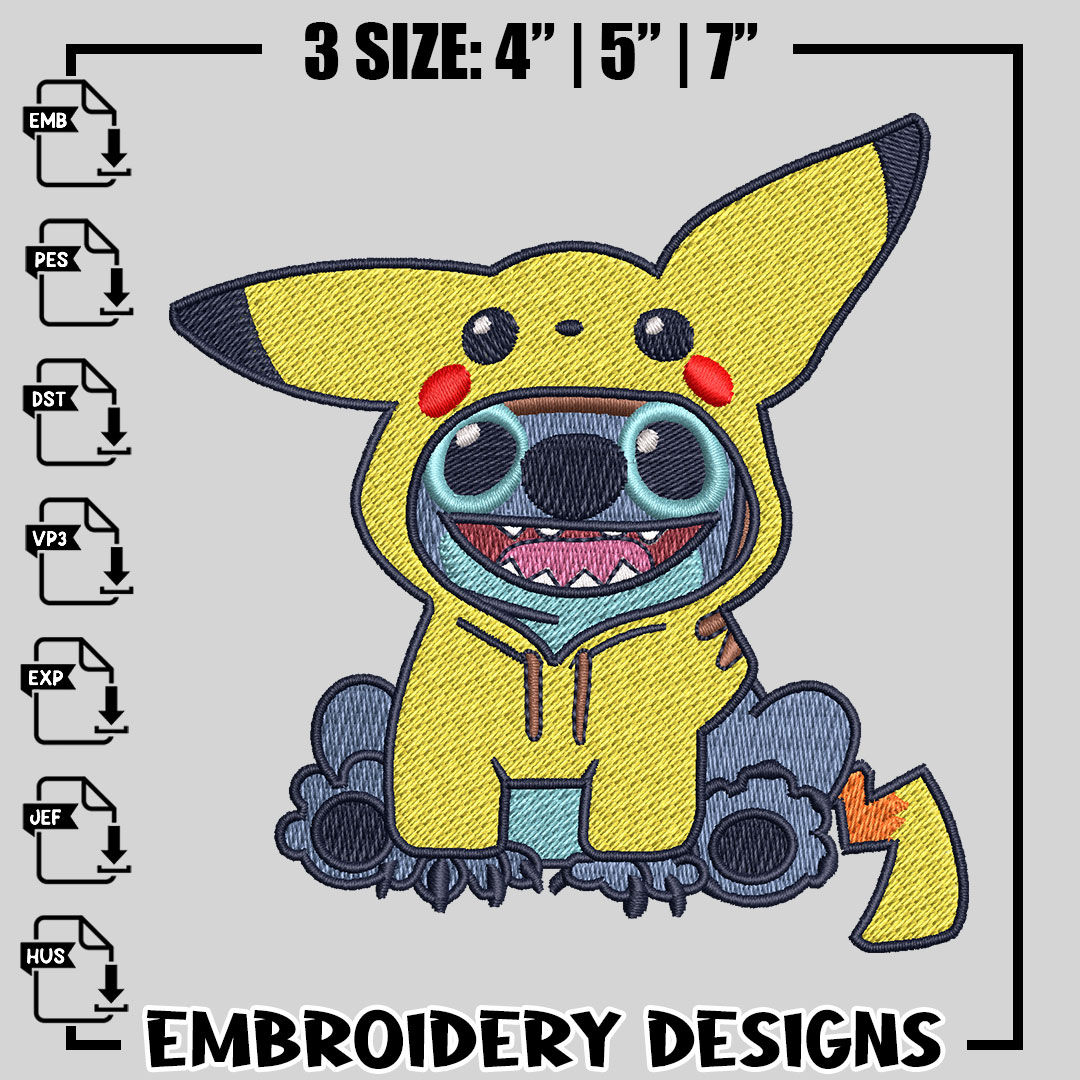 Stitch Pikachu logo embroidery design, Stitch Pikachu embroi | Inspire ...