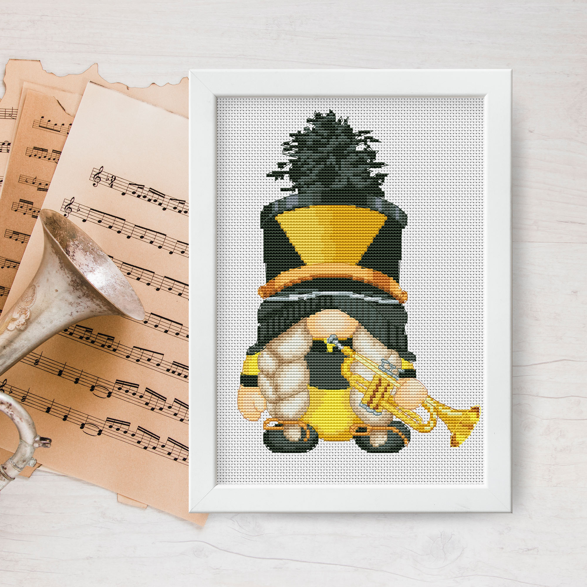 Trumpet female, Cross stitch pattern, Modern cross stitch, C | Inspire ...