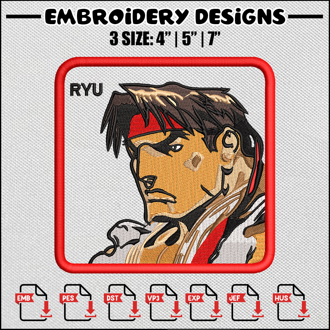 Ryu embroidery design, Street Fighter embroidery, Anime desi | Inspire ...