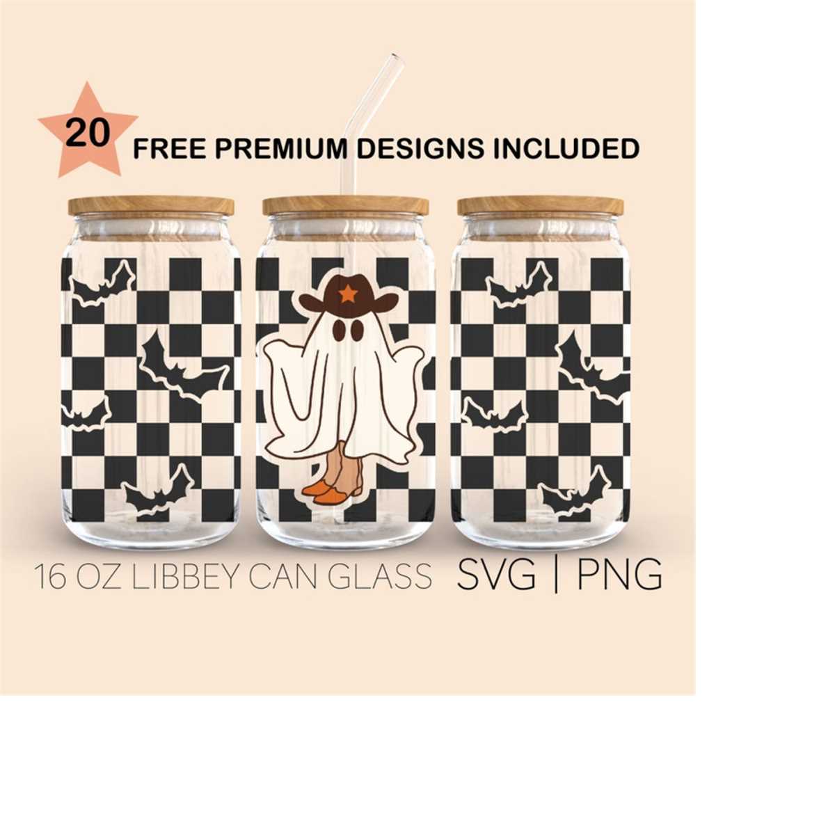 Cowboy Ghost Checkered Svg, 16 Oz Libbey Glass Svg, Ghost Sv | Inspire ...