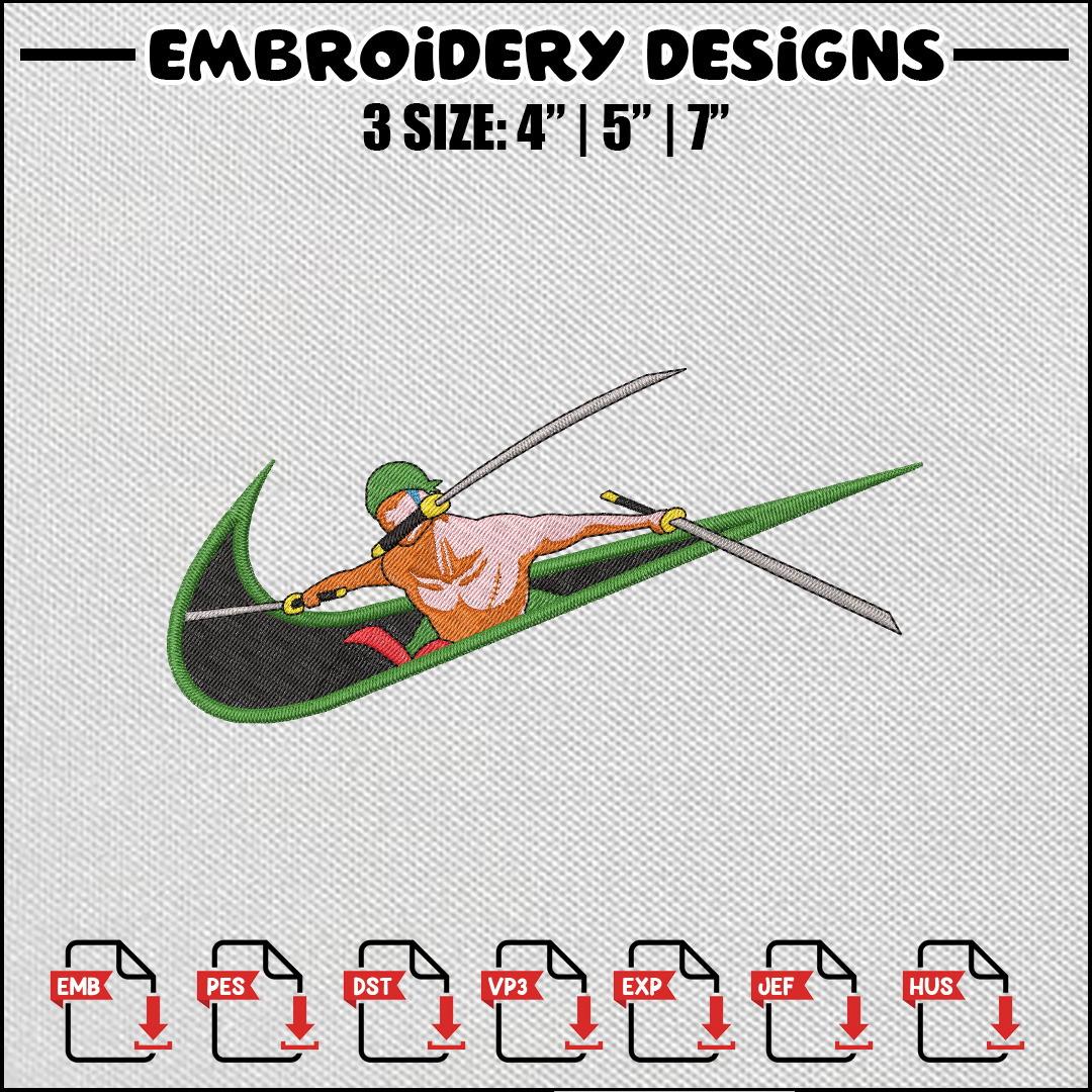 Zoro swoosh embroidery design, One piece embroidery, Nike de | Inspire ...