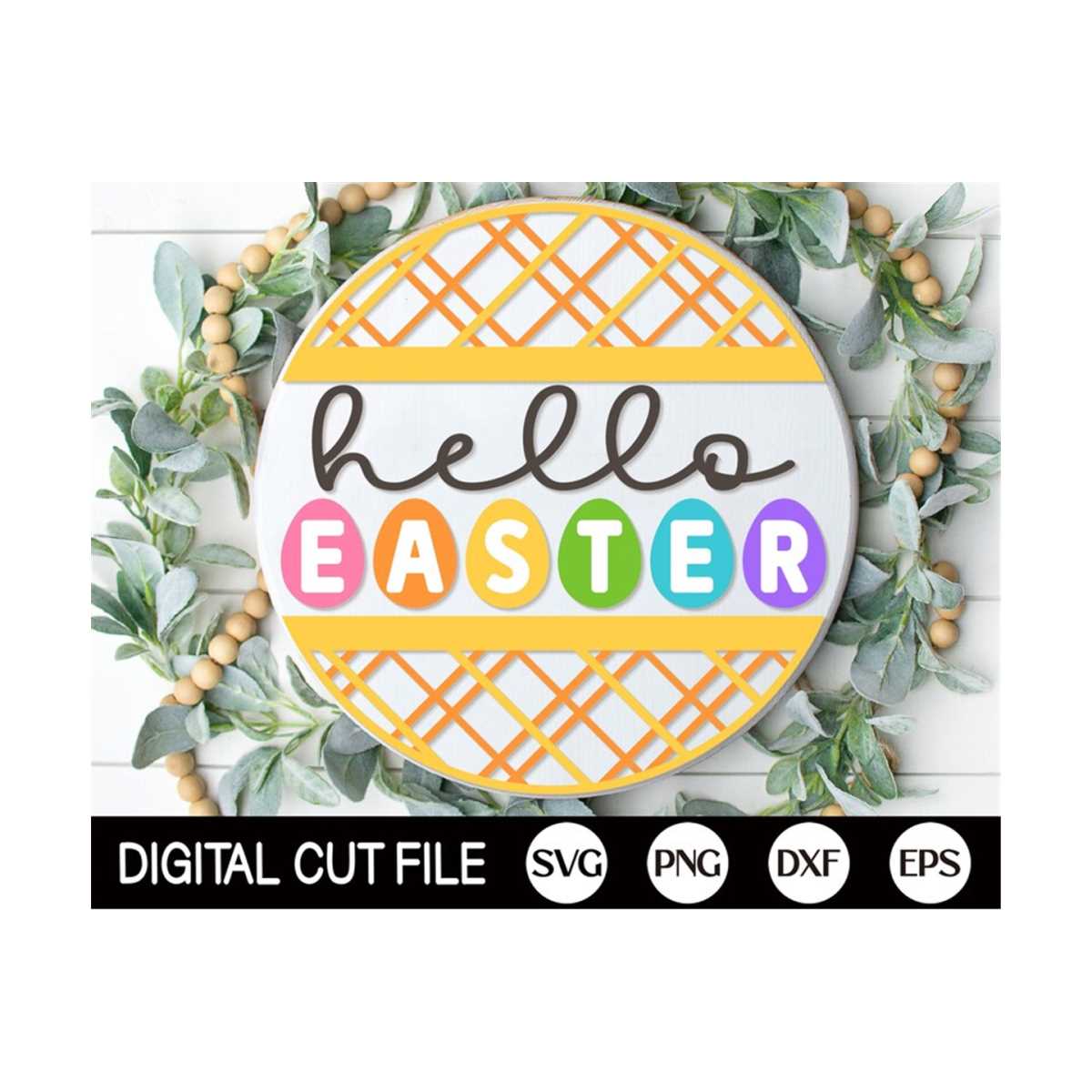 Hello Easter Welcome Sign, Easter SVG, Round Door Hanger SVG | Inspire ...