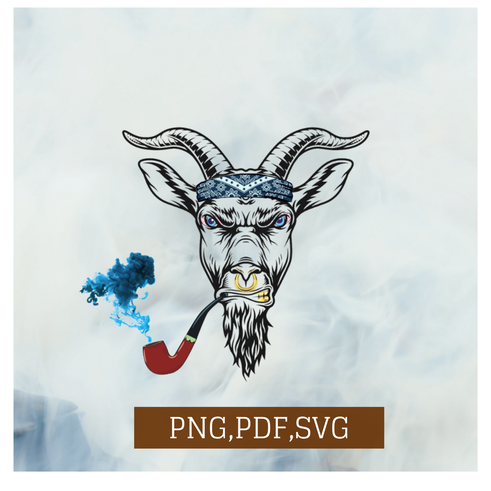 Smoking Goat SVG, Pipe Smoking Goat, GOAT, Bandana Goat | Inspire Uplift