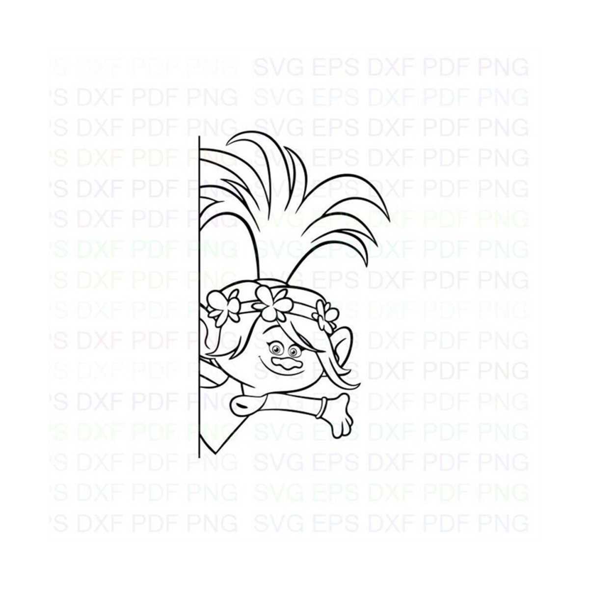 Poppy_Half_Trolls Outline Svg Dxf Eps Pdf Png, Cricut, Cutti - Inspire ...