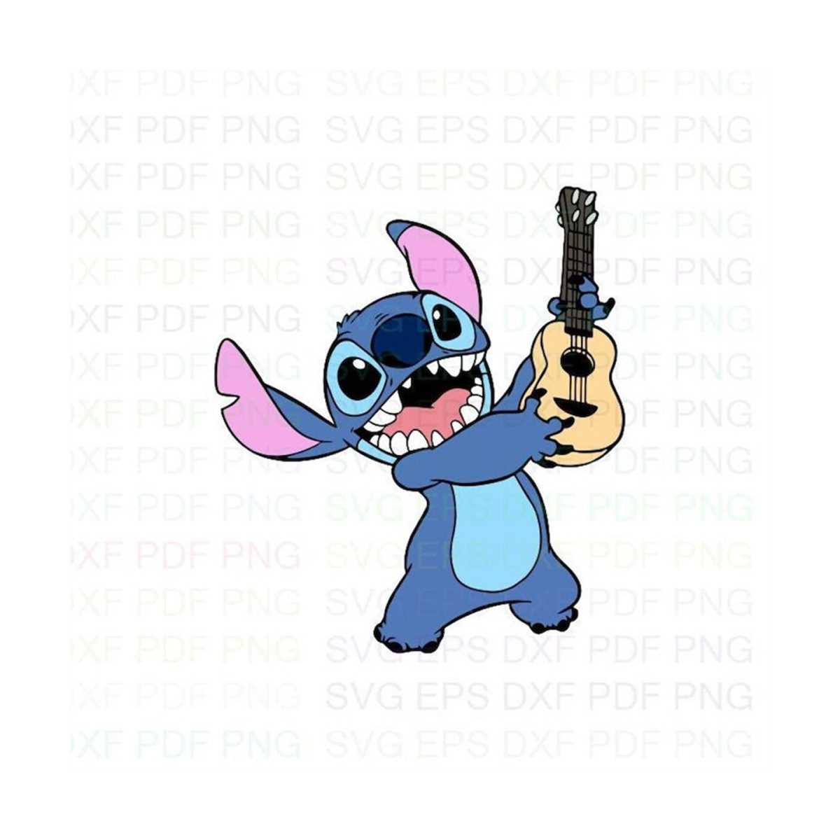 Stitch_guitar_singer_Lilo_and_Stitch_Left Svg Dxf Eps Pdf Pn | Inspire ...