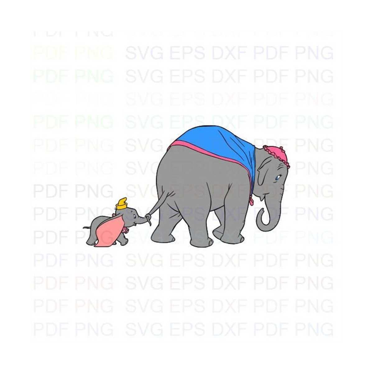 Dumbo_with_his_Jumbo_Mother_Walking_Dumbo Svg Dxf Eps Pdf Pn | Inspire ...