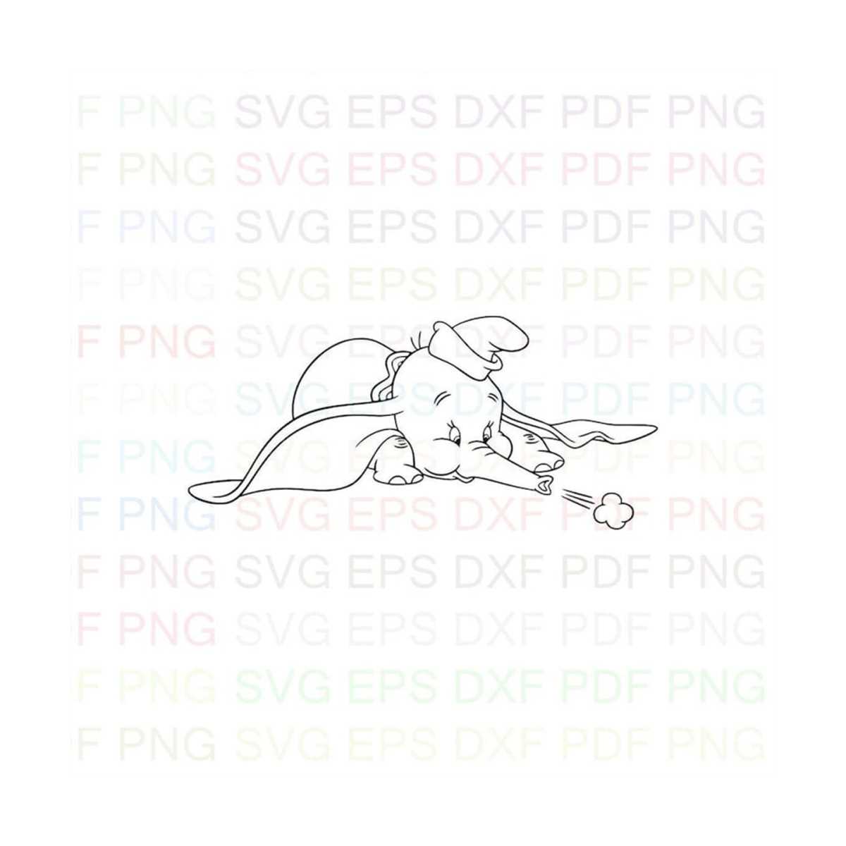 Dumbo_Air_blowing Outline Svg Dxf Eps Pdf Png, Cricut, Cutti | Inspire ...