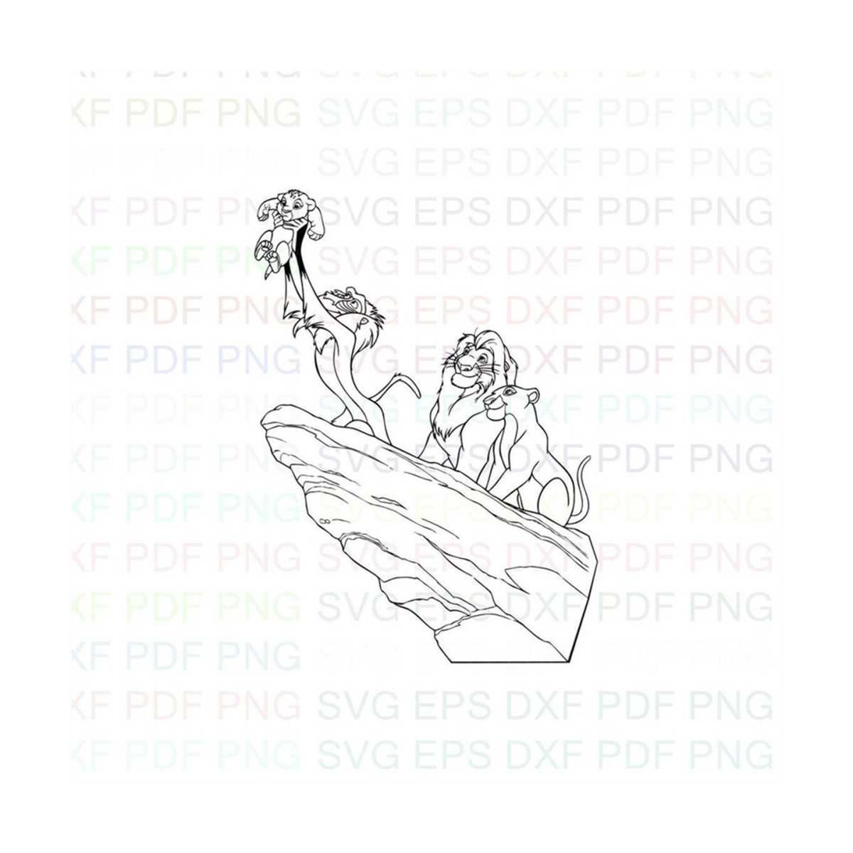 mufasa_and_Nala_and_baby_simba_the_lion_king Outline Svg Dxf | Inspire ...