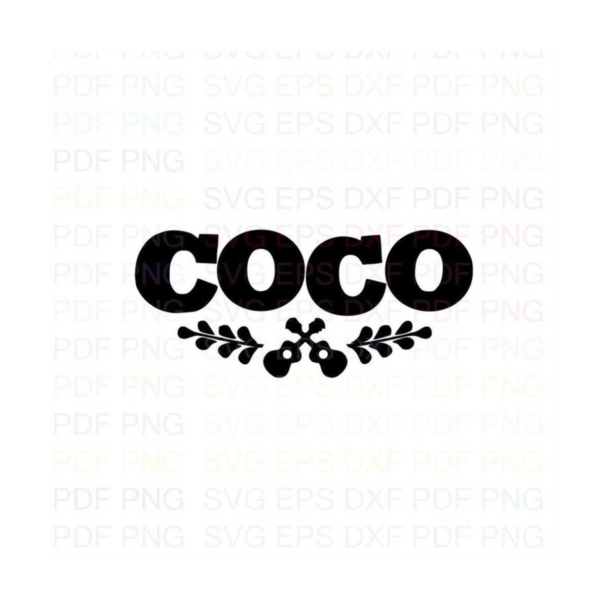 Coco_Guitars Outline Svg Dxf Eps Pdf Png, Cricut, Cutting fi | Inspire ...