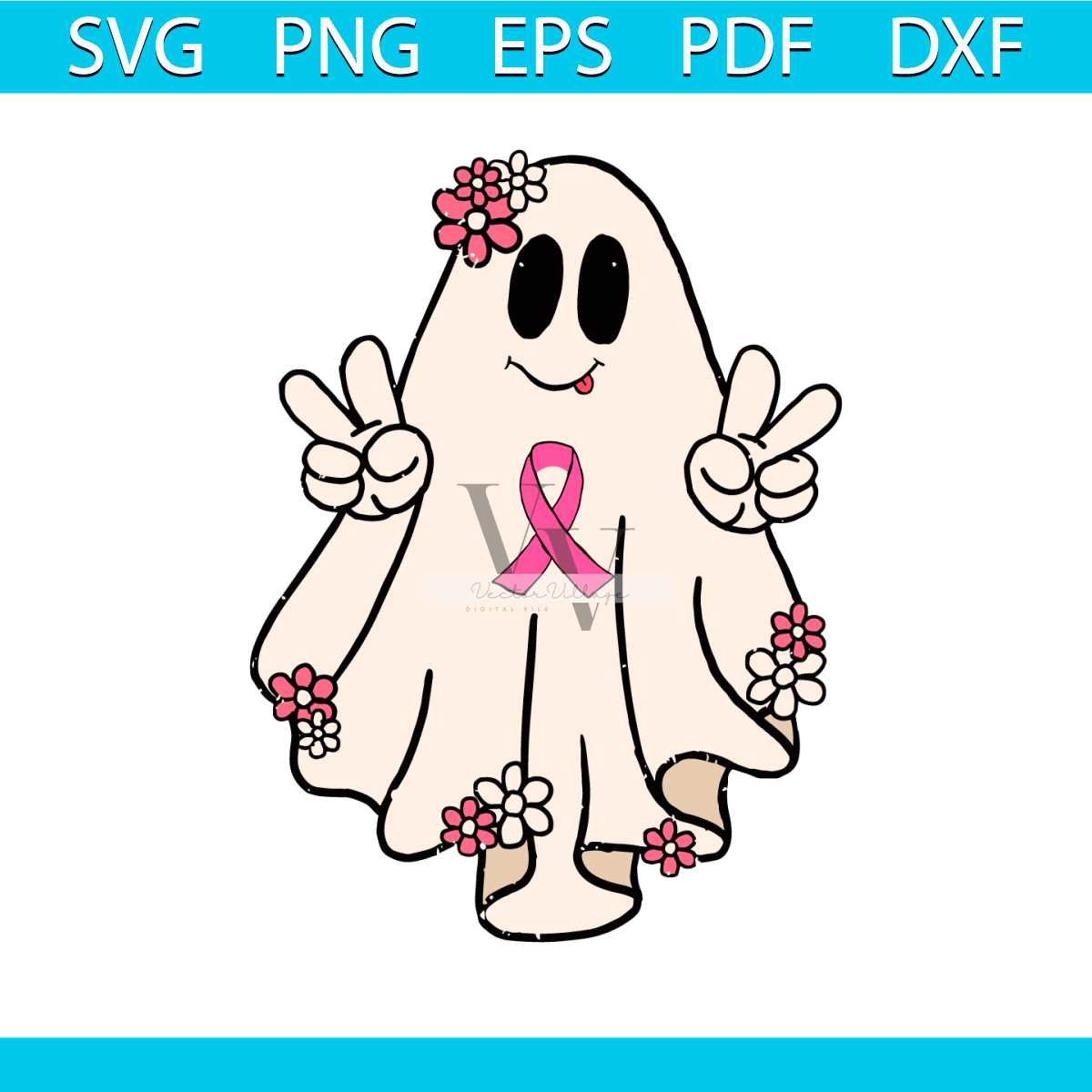 Halloween Pink Ghost Breast Cancer Awareness SVG Download | Inspire Uplift