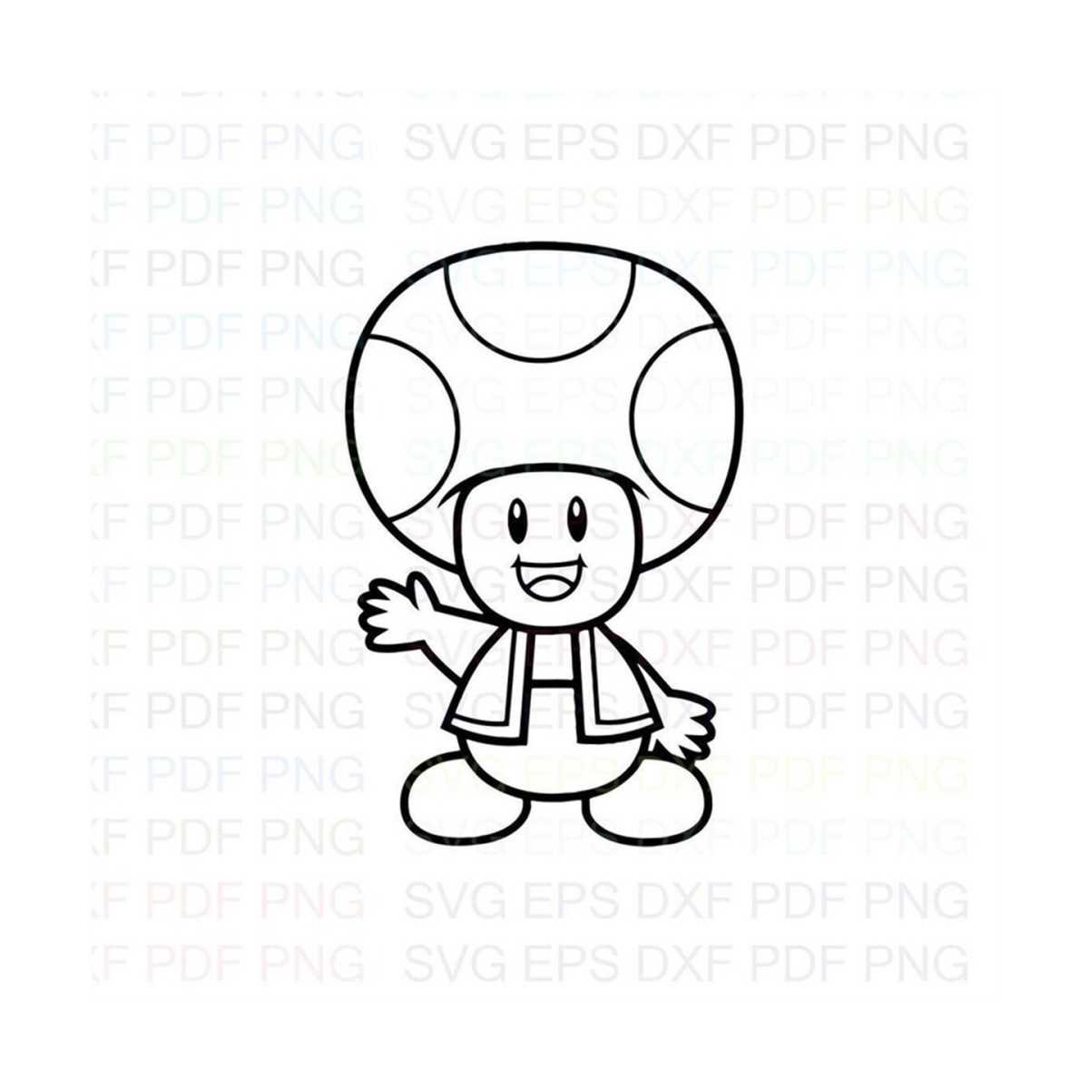 Toad_Super_Mario_Bros Outline Svg Dxf Eps Pdf Png, Cricut, C | Inspire ...