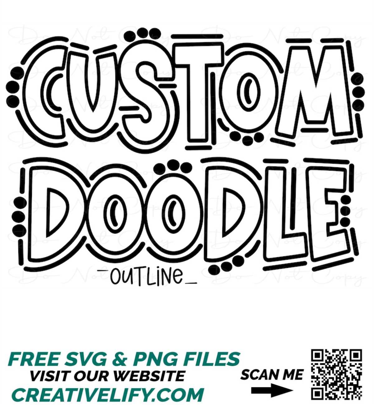 Custom Doodle Word Outline - Black Outline -Transparent Cent | Inspire ...