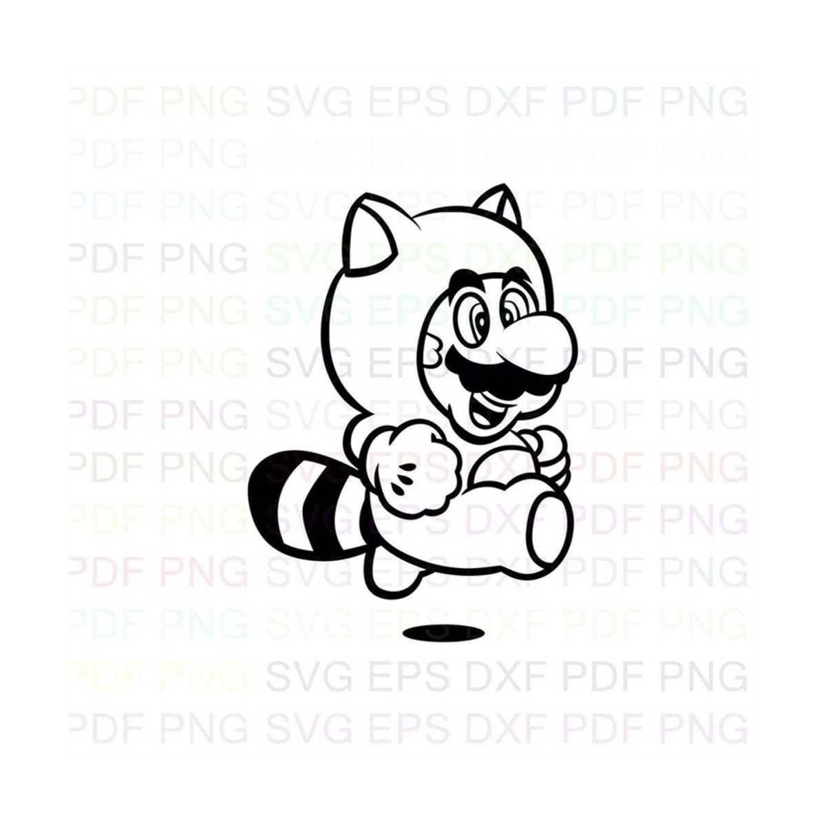 Super_Mario_Raccoon Outline Svg Dxf Eps Pdf Png, Cricut, Cut - Inspire ...