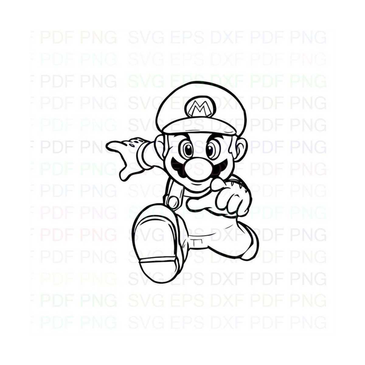 Super_Mario_Running Outline Svg Dxf Eps Pdf Png, Cricut, Cut | Inspire Uplift