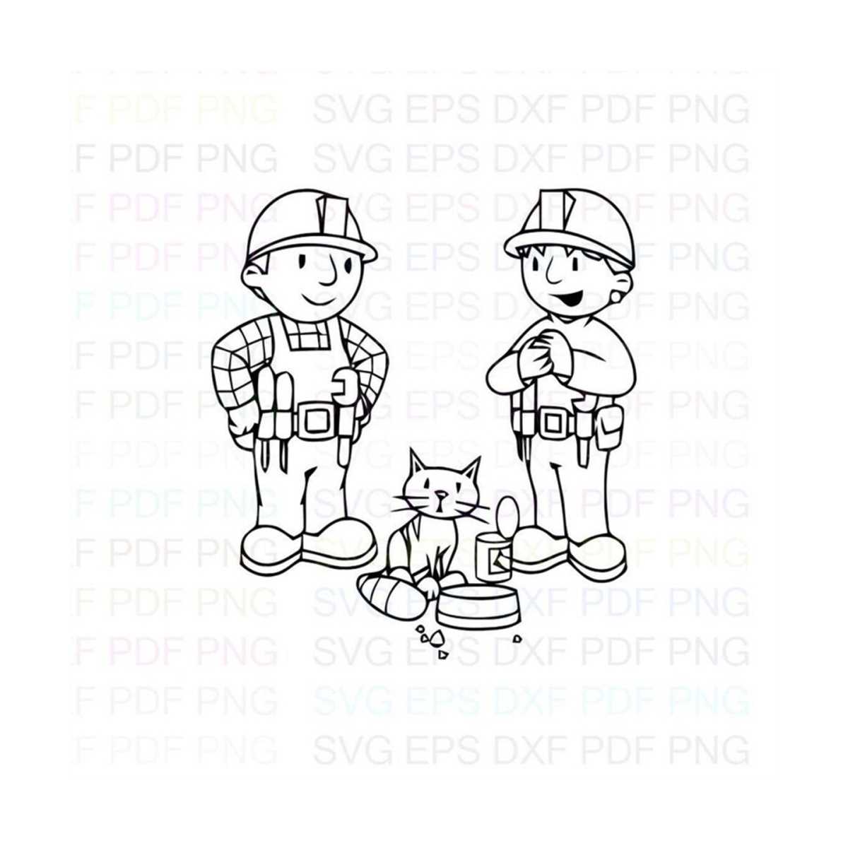 Bob_and_Wendy_and_Pilchard_Bob_the_Builder Outline Svg Dxf E | Inspire ...