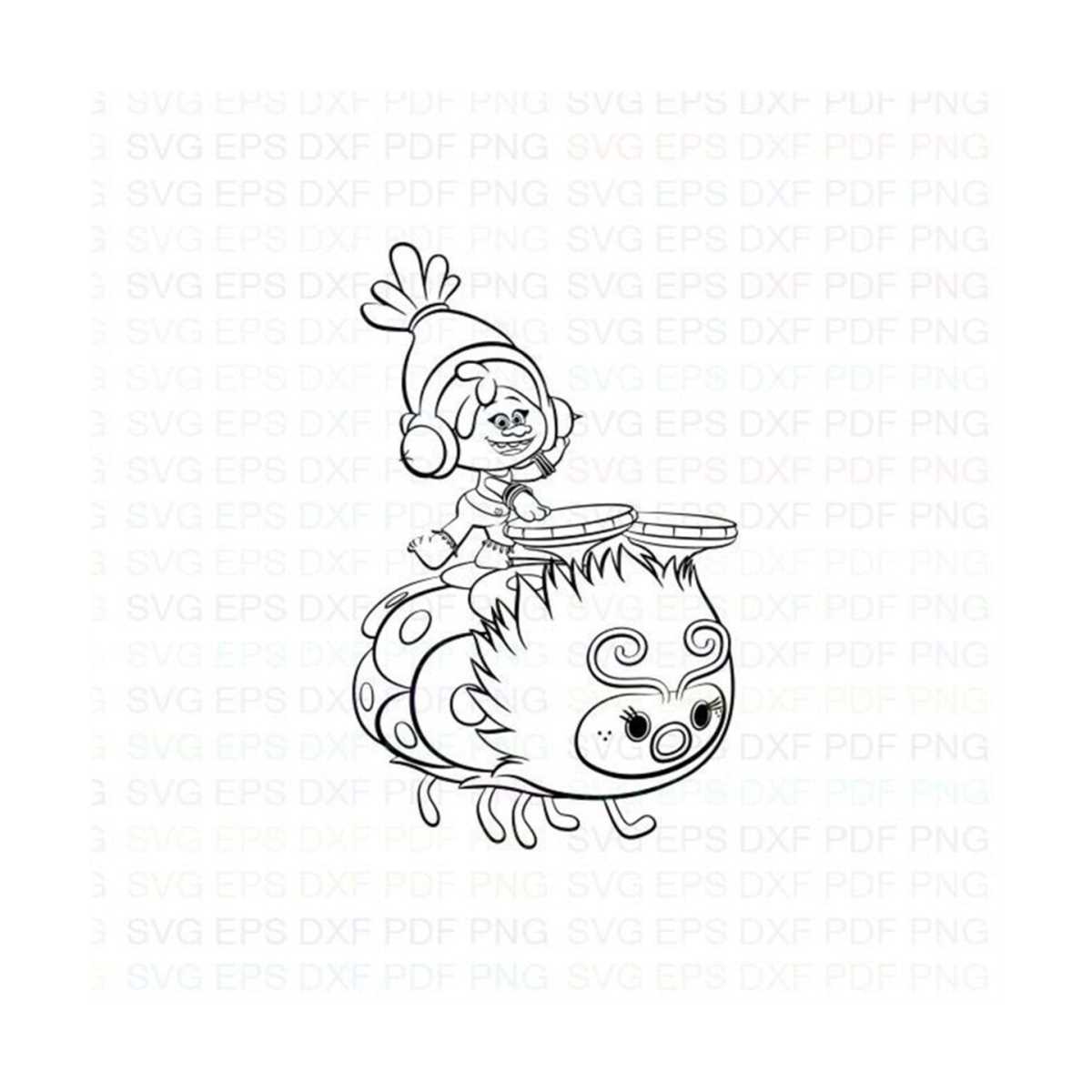 DJ_Suki_and_bug_Trolls Outline Svg Dxf Eps Pdf Png, Cricut, - Inspire ...
