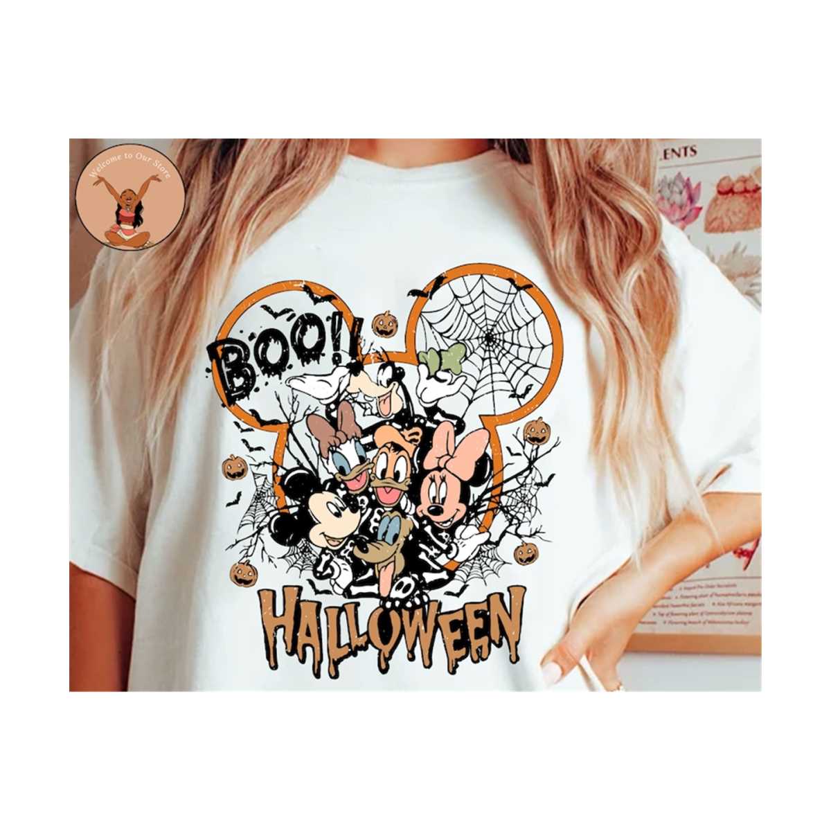 Boo Halloween Skeleton Mouse and Frined Horror Characters Pn | Inspire ...