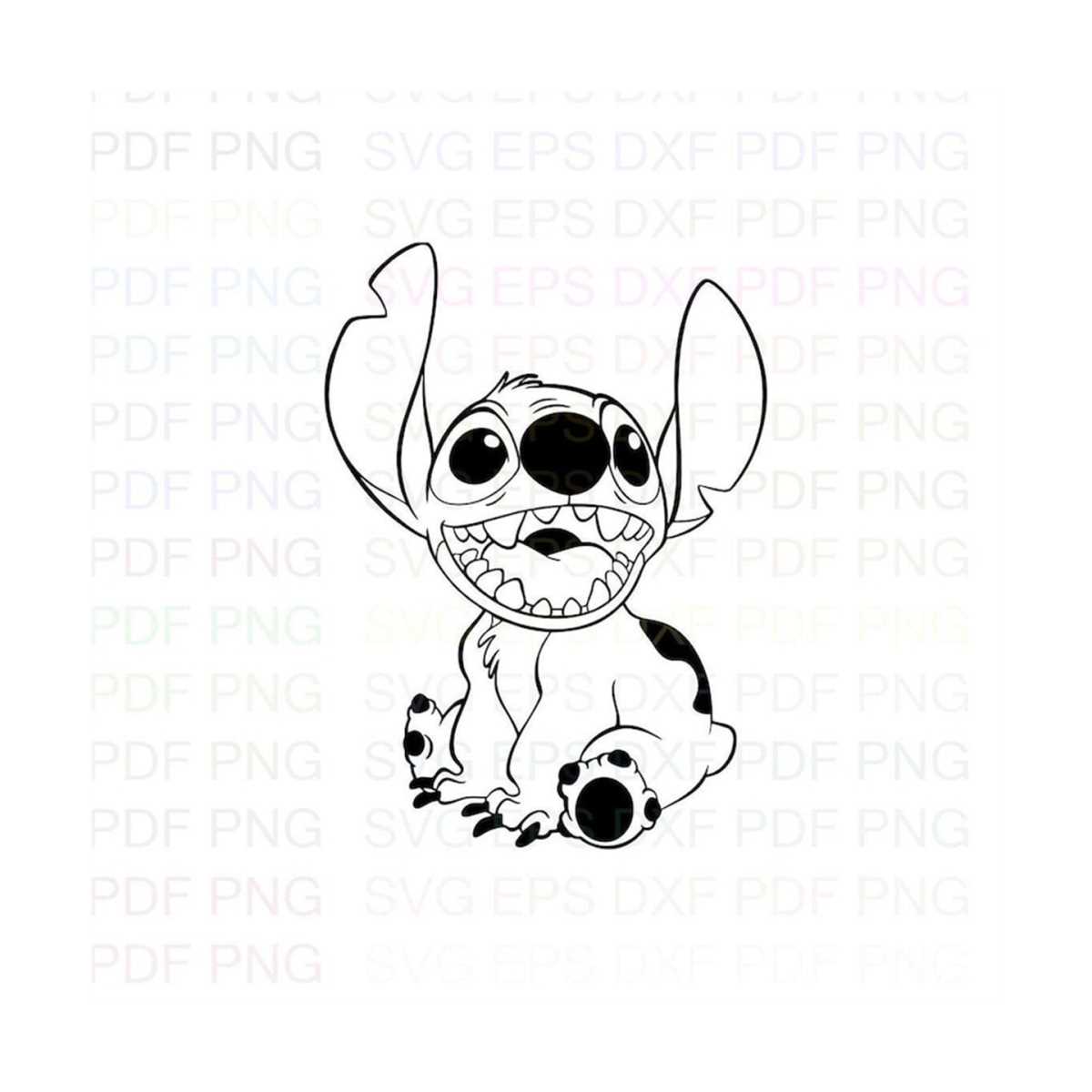 Stitch_2_Lilo_and_Stitch Outline Svg Dxf Eps Pdf Png, Cricut | Inspire ...