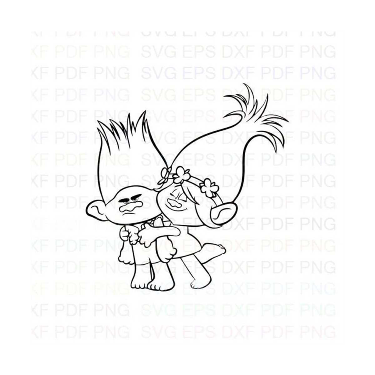 Branch_Poppy_Trolls Outline Svg Dxf Eps Pdf Png, Cricut, Cut | Inspire ...