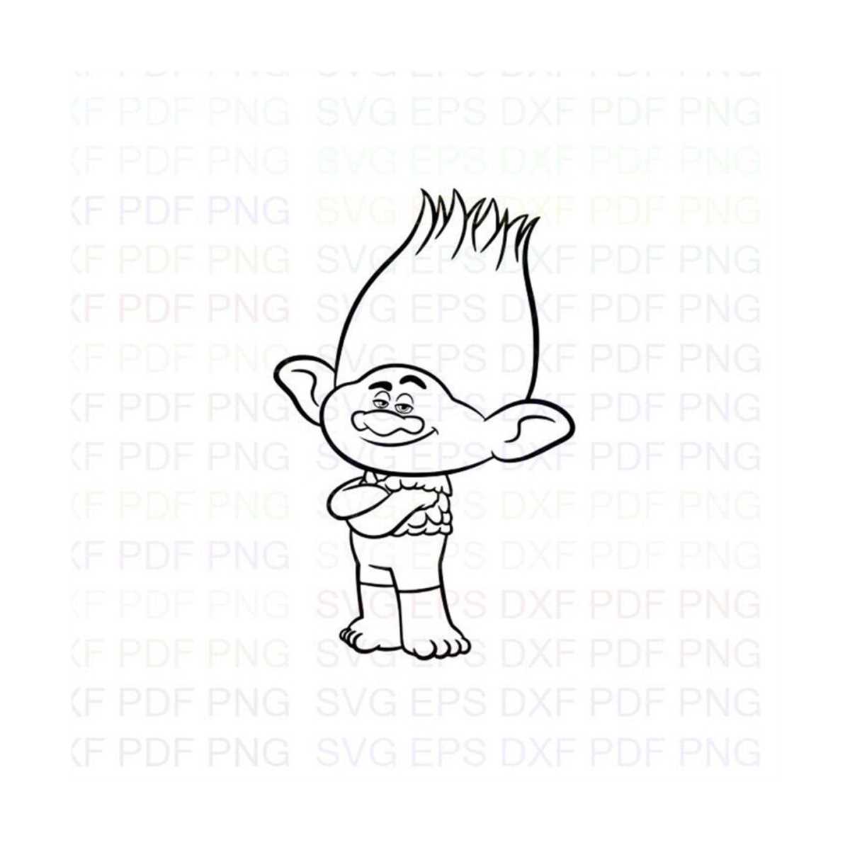 Branch_Trolls Outline Svg Dxf Eps Pdf Png, Cricut, Cutting f | Inspire ...