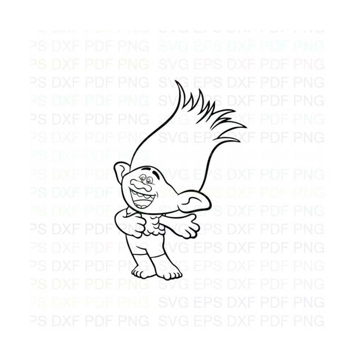 Branch_Sing_Trolls Outline Svg Dxf Eps Pdf Png, Cricut, Cutt - Inspire ...