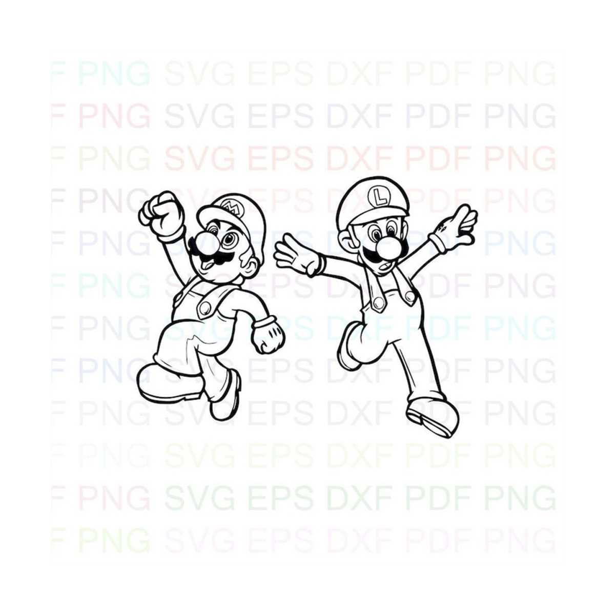 Super_Mario_and_Luigi Outline Svg Dxf Eps Pdf Png, Cricut, C | Inspire Uplift